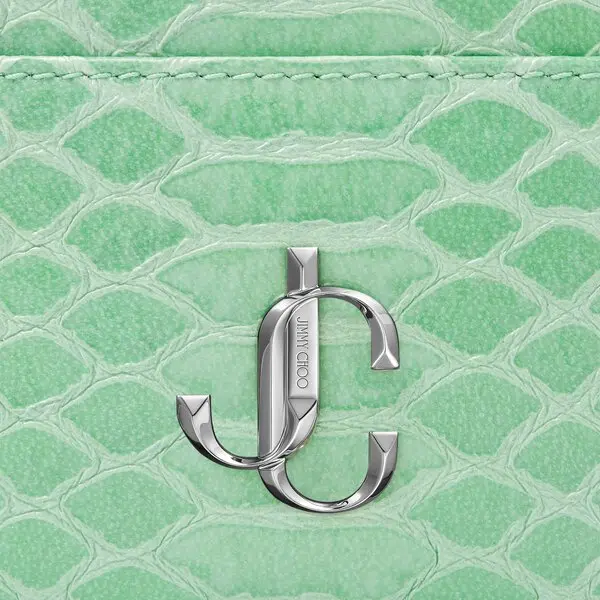 Jimmy Choo Umika Miami Mint Gel Snake Printed Leather Card Holder